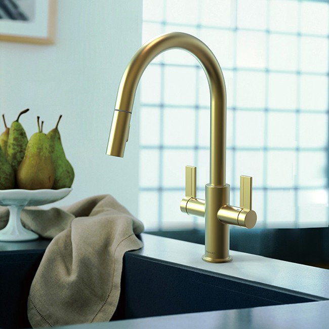 Clearwater Kira Twin Lever Pullout Tap Brass Ireland