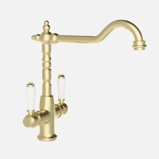Turin Old Style Polished Brass Tap With Ceramic Handles | UK
