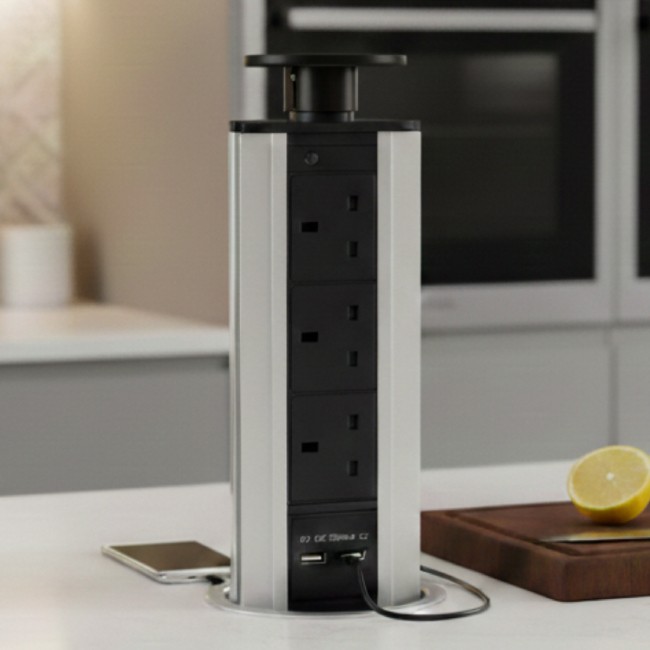 Worktop pop up socket black UK